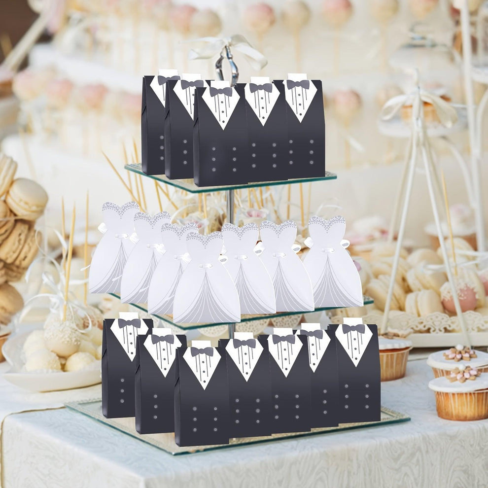 100PCS Elegant Bride & Groom Dress Favor Boxes – Hibrides