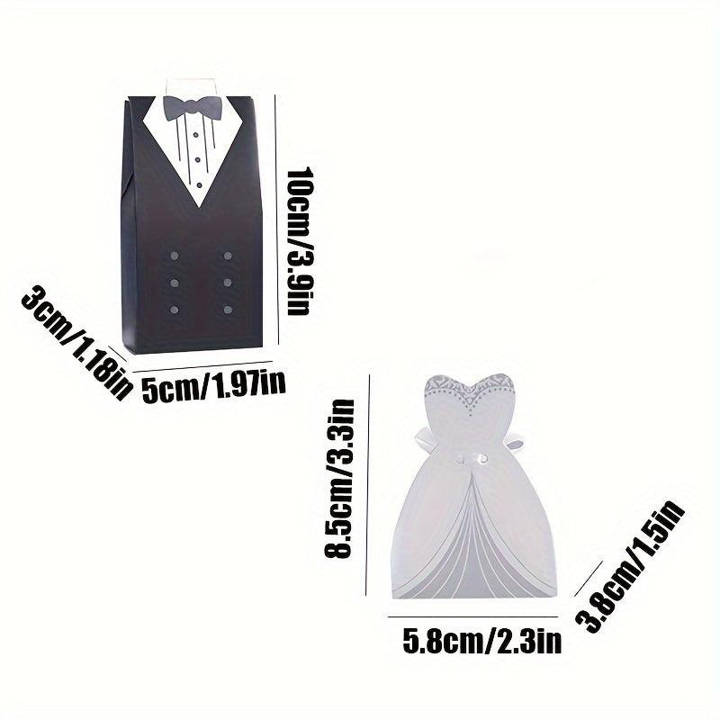 100PCS Elegant Bride & Groom Dress Favor Boxes – Hibrides