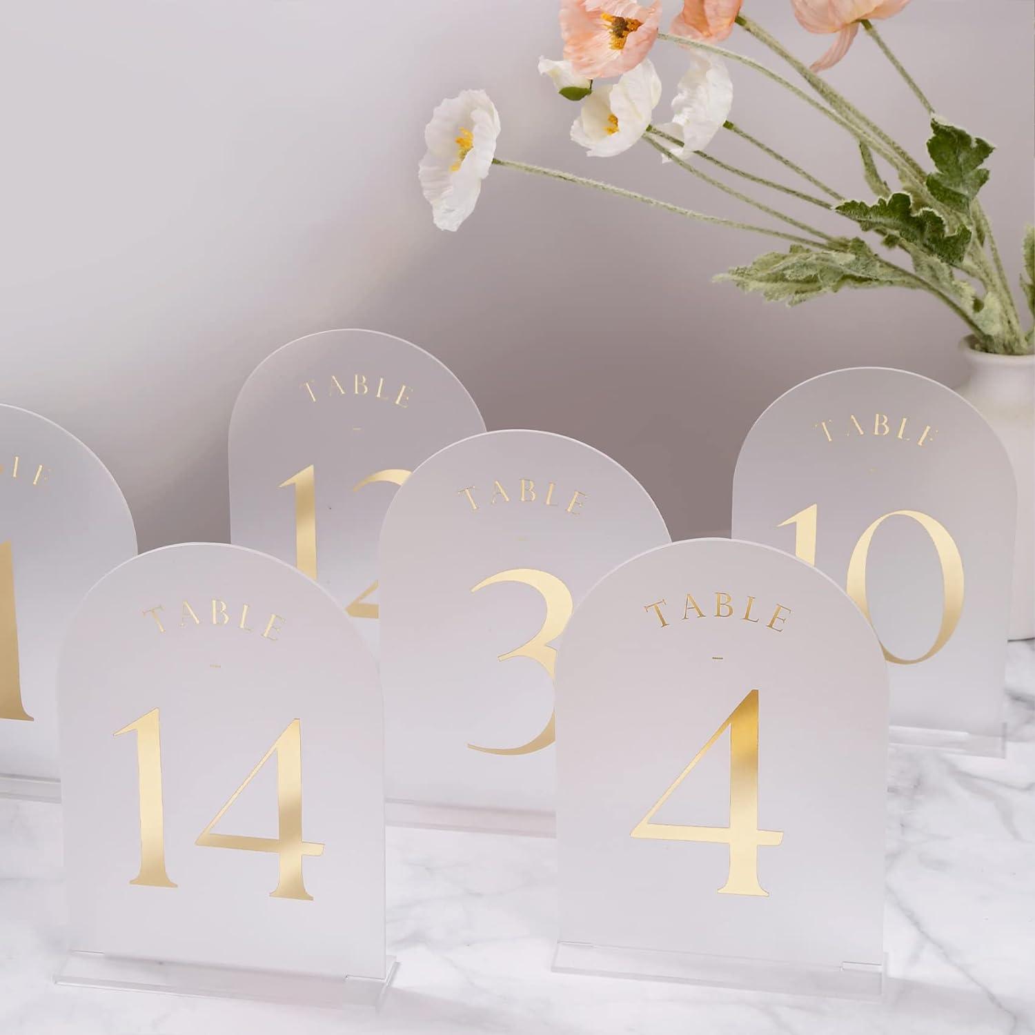 Frosted Arch Wedding Table Numbers with Stands – Hibrides