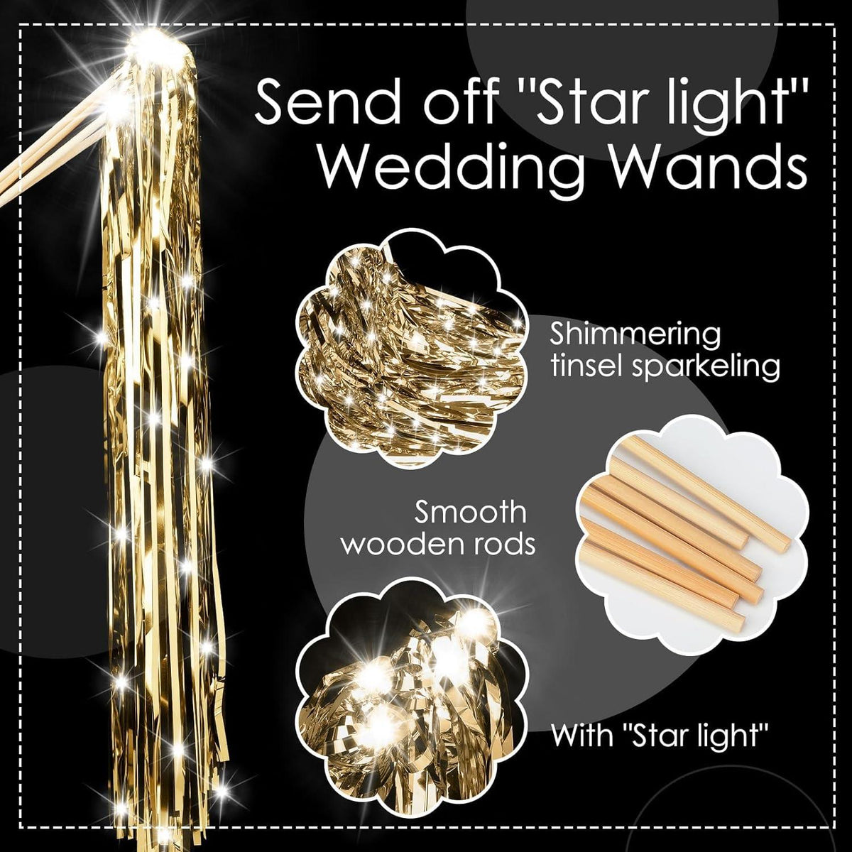 50Pcs Lighted Wedding Wands LED Foil Tinsel Wands Sticks Light up Wand ...