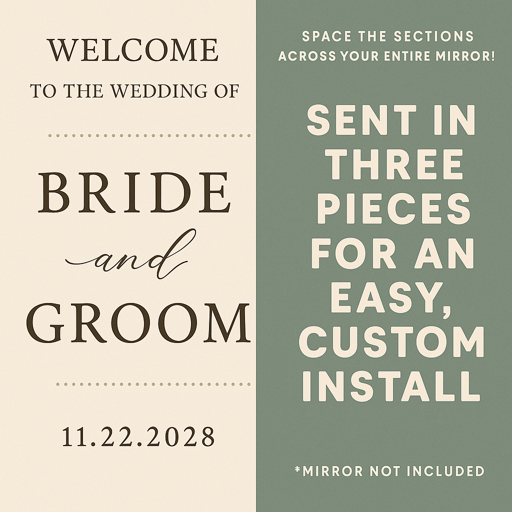 Welcome Wedding Sign Decal | Customizable Names For Wedding Mirror, Ac ...