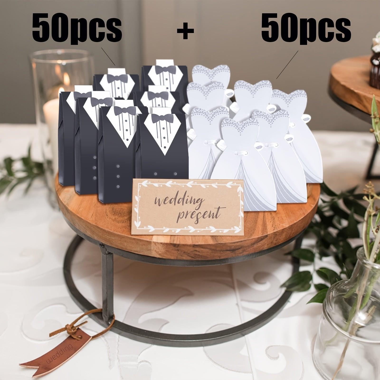 100PCS Elegant Bride & Groom Dress Favor Boxes – Hibrides