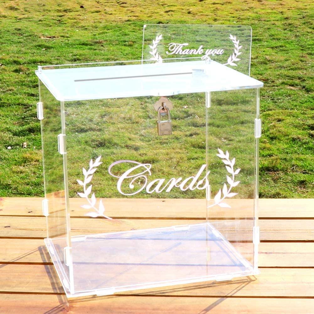 Acrylic Wedding Card Box with Lock, Clear Card Box for Wedding Recepti ...