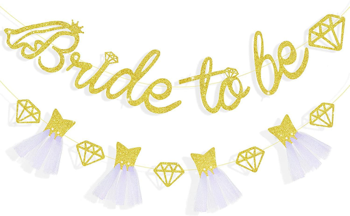 Bride To Be Banner Sign Double Sided Glitter Paper 3D Wedding Dress Di ...