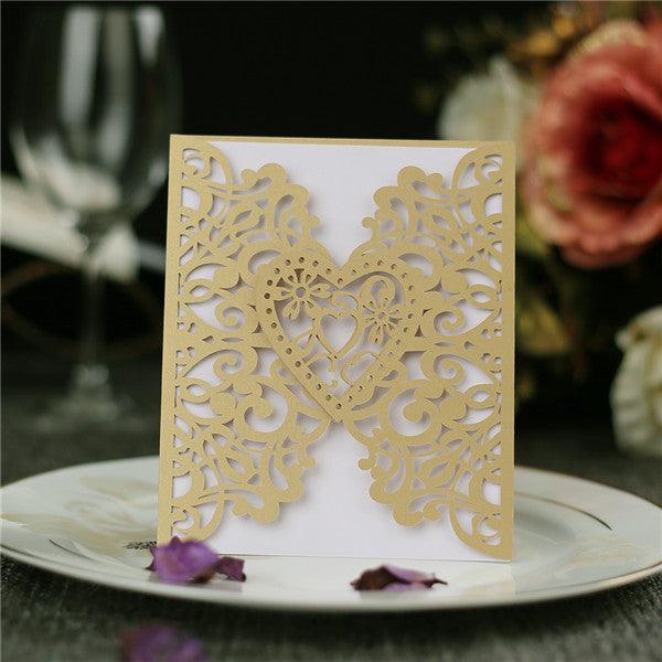 Laser Cut Heart Invitation Wedding Heart Laser Cut Invitation LM 154